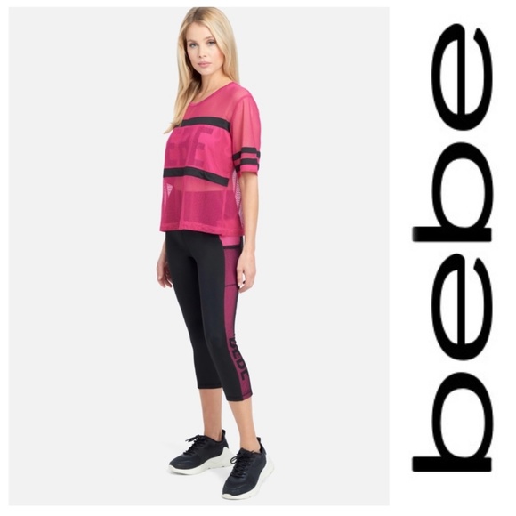 bebe | Pants & Jumpsuits | Nwt Bebe Sport Color Block Capri Leggings ...